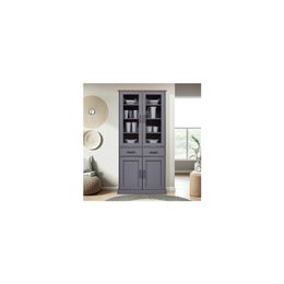 Inter Link FSC Vitrinenschrank Forenzo, Kiefer Massivholz - grau, oak Colori