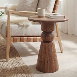 FineBuy Beistelltisch Massivholz 35cm Couchtisch Wohnzimmertisch Dekotisch Rund Tisch