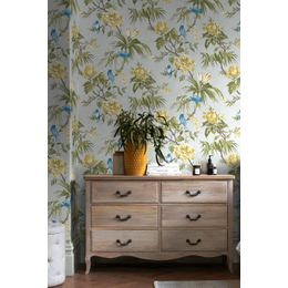 Vliestapete next "BIRDS & BLOOMS Vliestapete 10mx52cm", grau, B:0,52m H:0m L:10m, Vlies, Tapeten