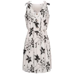 Shirtkleid CLOUD 5IVE "CLOUD 5IVE Dress with buttons and knot details flower print", Damen, Gr. XXL, US-Gr&ouml;&szlig;en, beige, schwarz, 95% Polyester, 5% Elasthan, normal, Kleider Shirtkleid