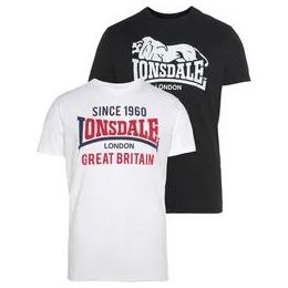 T-Shirt Lonsdale "COLLESSIE", Herren, Gr. 5XL (72/74), schwarz-wei&szlig; (wei&szlig;, schwarz), Single Jersey, Obermaterial: 60% Baumwolle, 40% Polyester, Rundhals, Shirts T-Shirt, Doppelpack