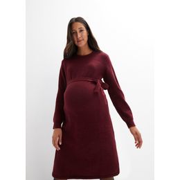 bonprix Umstandskleid aus flauschigem Strick, rot, Gr.32/34 (XS), Weiches Umstandsstrickkleid mit Bindeband