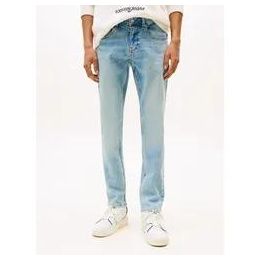 Tommy Hilfiger Slim-fit-Jeans TOMMY JEANS "Scanton Slim", Herren, Gr. 33, L&auml;nge 30, blau (denim light), Denim/Jeans, Obermaterial: 95% Baumwolle, 4% Elastomultiester, 1% Elasthan, slim fit lang, Jeans Slim-fit-Jeans, mit niedrigerer Leibh&ouml;he, 5-Pocket-Stil
