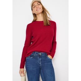 Strickpullover Cecil, Damen, Gr. M (40), rot (beaujolais rot), Strick, Obermaterial: 37% Baumwolle, 34% Polyacryl, 26% Polyester, 3% Elasthan, unifarben, normal h&uuml;ftbedeckend, Rundhals, Pullover Strickpullover, mit Strukturdetails