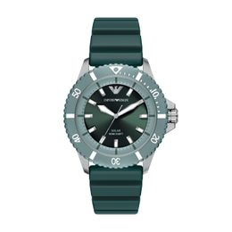 Solaruhr Emporio Armani "WORLD EXPLORER", gr&uuml;n (gr&uuml;n, petrol), Armbanduhren, Herren, Armbanduhr, Herrenuhr, Silikonarmband, analog