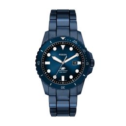 Quarzuhr Fossil "Fossil Blue", blau, Armbanduhren, Herren, Quarzuhr, Armbanduhr, Herrenuhr, Edelstahlarmband, analog, Tag