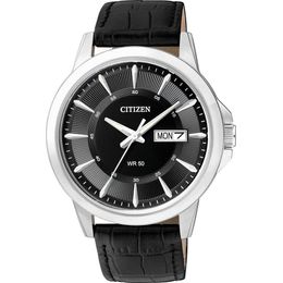 Quarzuhr Citizen, schwarz, Armbanduhren, Damen, Quarzuhr, Armbanduhr, Herrenuhr, Damenuhr, Lederarmband, Datum
