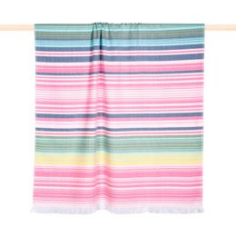 Strandtuch Pad "TRAVEL, 100x180 cm", rosa (pink), B:100cm L:180cm, Frottee, Frottee, Handt&uuml;cher, Made in Europe, gestreift, mit Fransen