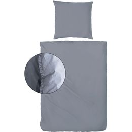 Bettw&auml;sche Primera "Renforce Stonewashed", blau, B/L: 240cm x 220cm, 1 Stk., 2 Stk., Renforc&eacute;, B/L: 80cm x 80cm & 80cm x 80cm, 3 Stk., Renforc&eacute;, Obermaterial: 100% Baumwolle, Bettw&auml;sche, Bettw&auml;sche, jedes Teil ein Unikat, gewaschene Used Optik