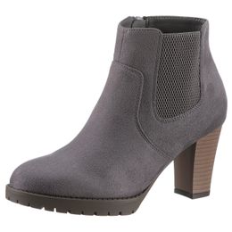 Stiefelette ANISTON SHOES, Damen, Gr. 39, grau, Textil, Veloursleder, Basic, Schuhe Stiefelette, Ankleboots mit seitlichem Stretcheinsatz