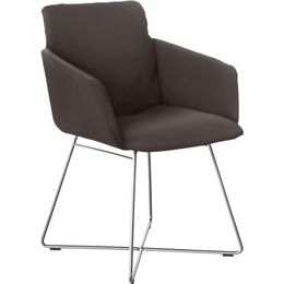 Armlehnstuhl W.Schillig "jakob", braun (braun z59, anthrazit pulverbeschichtet), B:57cm H:86cm T:62cm, Chenillegewebe V34 (52% Polyester, 38% Baumwolle, 10% Polyacryl);Longlife Xtra-Leder Z59: Glattleder mit modischer Pr&auml;gung. Hautst&auml;rke 0, 9 - 1, 1 mm;ROHLEDER Chenille-Flachgewebe Q2 W77 (68% Polyacryl, 32% Polyester);ROHLEDER Jacquard-Flachgewebe Q2 W60 (63% Polyester, 37% Polyacryl);Velourgeweb