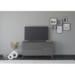 Lowboard "Reno", grau (anthrazit matt lack, glas anthrazit glanz), B:137cm H:78cm T:42cm, Glas, Holzwerkstoff, SET ONE BY Musterring, Sideboards, Lowboard, Mit Winkelfu&szlig; in diversen Farben, 78 cm H&ouml;he & Farbauswahl