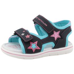 Sandale Tom Tailor, M&auml;dchen, Gr. 33, blau (navy, t&uuml;rkis, rosa), Lederimitat, Textil, Glitzer, Schuhe Sandale, Sommerschuh, Klettschuh, Freizeitschuh mit Kontrastbes&auml;tzen
