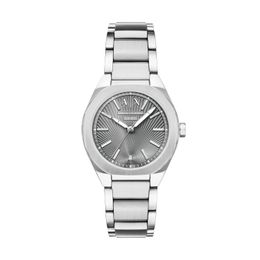 Quarzuhr Armani Exchange, edelstahlfarben, Armbanduhren, Damen, Quarzuhr, Armbanduhr, Damenuhr, Edelstahlarmband, analog, Diamant