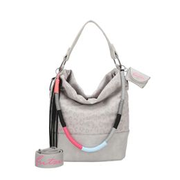 Schultertasche Fritzi aus Preussen "Olga Limited Leo Rainbow", Damen, Gr. B/H/T: 27cm x 37cm x 27cm, grau (hellgrau), Nylon, Taschen Schultertasche, mit abnehmbarem Brillenetui