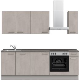 K&uuml;chenzeile Nobilia "Riva I", NEU: individuell anpassbar mit gratis Profi-Beratung", grau (k&uuml;che: grau, korpus: steingrau, arbeitsplatte: beton schiefergrau nachbildung), B:240,3cm H:216,6cm T:60cm, Komplettk&uuml;chen-Sets, K&uuml;chenzeile, vormontiert, Breite 240 cm, Ausrichtung w&auml;hlbar, wahlw. mit E-Ger&auml;ten