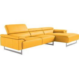 Ecksofa Egoitaliano "Malika, edel und bequem, Designsofa mit hochwertigen Bez&uuml;gen, L-Form", gelb, B:287cm H:94cm T:165cm, Leder &raquo;BULL&laquo; (echtes Rindsleder). Geschliffenes, pigmentiertes und behandeltes Rindsleder mit einer Dicke von 1, 3-1, 5 mm. Dieses Leder zeigt eine ziemlich weiche Hand mit einem halb undurchsichtigen Aussehen. Es handelt sich um ein gesch&uuml;tztes Leder. Eine leichte Deckschicht 