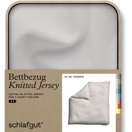 Bettbezug Schlafgut "Premium Bettbezug Knitted Jersey (1 St)", beige (sand light), B:200cm L:200cm, Jersey, Obermaterial: 95% Baumwolle, 5% Elasthan, Bettbez&uuml;ge, Ton-in-Ton Rei&szlig;verschluss, Bio-Baumwolle mit Elasthan, Uni, OEKO Tex
