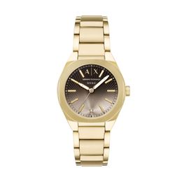 Quarzuhr Armani Exchange, gelbgoldfarben, Armbanduhren, Damen, Quarzuhr, Armbanduhr, Damenuhr, Edelstahlarmband, analog, Diamant