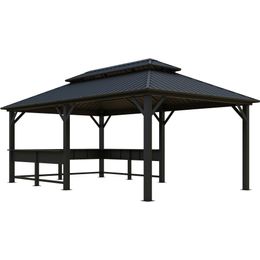 Pavillon Sojag "Bondi 1220 Schwarz", schwarz, B/H/T: 363,8cm x 307cm x 598,7cm, Pavillons, 598,7x363,8x307cm