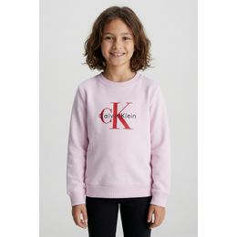 Sweatshirt Calvin Klein Jeans "CK MONOGRAM TERRY CN SWEATSHIRT", M&auml;dchen, Gr. 10 (140), pearly pink, Sweatware, Obermaterial: 100% Baumwolle, unifarben, regular fit h&uuml;ftlang, Rundhals, eingesetzt B&uuml;ndchen, Sweatshirts Sweatshirt, f&uuml;r Kinder bis 16 Jahre, Logo-Print