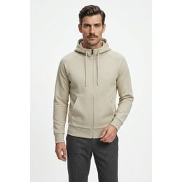 Kapuzensweatjacke BOSS Green "Saggy", Herren, Gr. 4XL, light beige272, Sweatware, Obermaterial: 95% Baumwolle, 5% Elasthan, unifarben, regular fit normal, Rundhals, B&uuml;ndchen, Sweatjacken, Regular Fit, K&auml;ngurutasche, Baumwollmischung