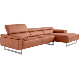 Ecksofa Egoitaliano "Malika, edel und bequem, Designsofa mit hochwertigen Bez&uuml;gen, L-Form", rot (brick), B:287cm H:94cm T:165cm, Leder &raquo;BULL&laquo; (echtes Rindsleder). Geschliffenes, pigmentiertes und behandeltes Rindsleder mit einer Dicke von 1, 3-1, 5 mm. Dieses Leder zeigt eine ziemlich weiche Hand mit einem halb undurchsichtigen Aussehen. Es handelt sich um ein gesch&uuml;tztes Leder. Eine leichte Decks