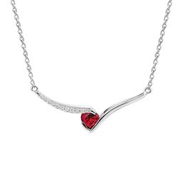 Kette mit Anh&auml;nger Firetti "Schmuck Geschenk Silber 925 Halsschmuck Halskette Herz", silberfarben, rot, kristallwei&szlig;, Halsketten, Damen, Silber 925 (Sterlingsilber), L: 45 B: 1,3mm, mit Rubin (synth.), Zirkonia (synth.), B:1,3mm