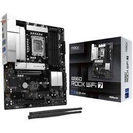 Asrock Mainboard "B860 Rock WiFi 7", schwarz (schwarz, wei&szlig;), B:30,5cm H:7,5cm T:30,5cm, Mainboards