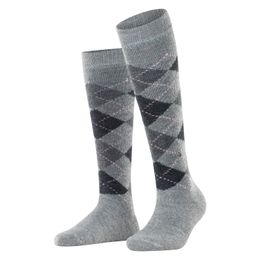 Kniestr&uuml;mpfe Burlington "Whitby", Damen, Gr. 36-41, grau, Baumwollmischung, Argyle-Muster, Socken Kniestr&uuml;mpfe, f&uuml;r kalte Tage, verst&auml;rkt, hochwertig, mit Karo, gemustert