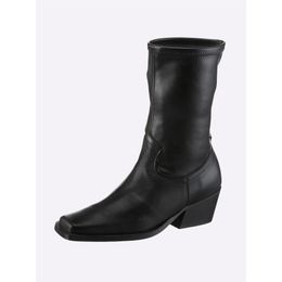 Stiefelette Heine, Damen, Gr. 39, schwarz, Glattleder, Leder, Rindsleder, Synthetik, Schuhe Stiefelette