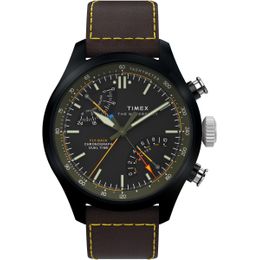Quarzuhr Timex "Waterbury Ace Fly-Back Chronograph", braun, Armbanduhren, Herren, Quarzuhr, Armbanduhr, Herrenuhr, Lederarmband, analog, Beleuchtung