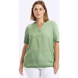 Schlupfbluse sheego, Damen, Gr. 40, eucalyptus, 100% Viskose, unifarben, Rundhals, Blusen Schlupfbluse