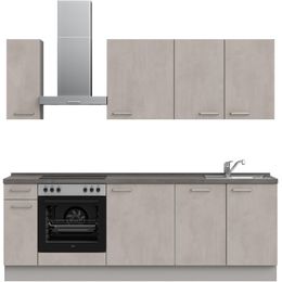 K&uuml;chenzeile Nobilia "Riva I", NEU: individuell anpassbar mit gratis Profi-Beratung", grau (k&uuml;che: grau, korpus: steingrau, arbeitsplatte: beton schiefergrau nachbildung), B:240,3cm H:216,6cm T:60cm, Komplettk&uuml;chen-Sets, K&uuml;chenzeile, vormontiert, Breite 240 cm, Ausrichtung w&auml;hlbar, wahlw. mit E-Ger&auml;ten