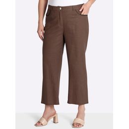 Webhose sheego, Damen, Gr. 46, Normalgr&ouml;&szlig;en, schoko, 55% Leinen, 45% Viskose, unifarben, Hosen