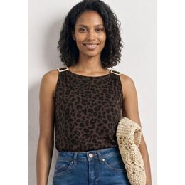 Tr&auml;gertop Street One, Damen, Gr. 34, molten earth, Stoff, 95% Viskose, 5% Elasthan, normal normal, U-Boot-Ausschnitt, abgesteppt, Tops Tr&auml;gertop, aus stretchigem Viskosematerial