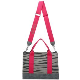Henkeltasche Fritzi aus Preussen "Canvas Tote Bag", Damen, Gr. B/H/T: 14cm x 29,5cm x 40cm, grau (grau, pink), Baumwolle, unifarben, Taschen, mit verstell- und abnehmbarem Schulter-Riemen