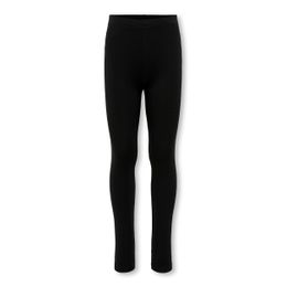 Leggings KIDS Only "KOGEMILI", M&auml;dchen, Gr. 122/128, N-Gr, schwarz, Obermaterial: 95% Baumwolle, 5% Elasthan, unifarben, eng kn&ouml;chellang, Hosen Leggings