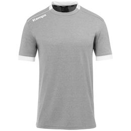 T-Shirt Kempa "Shirt PLAYER TRIKOT Kids", M&auml;dchen, Gr. 116, schwarz (schwarz grau melange, wei&szlig;), Obermaterial: 100% Polyester PES., Shirts T-Shirt