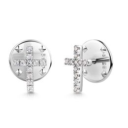 Anstecknadel Firetti "Schmuck Geschenk Silber 925 Brosche Kreuz", silberfarben, kristallwei&szlig;, Broschen, Damen, Silber 925 (Sterlingsilber)
