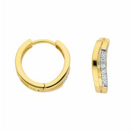 Adelia&acute;s Paar Creolen ADELIA&acute;S "Creolen Ohrringe 585 Gold ( 14K ) mit Zirkonia", silber, Ohrringe, Damen, Damen, Gold, Goldohrringe