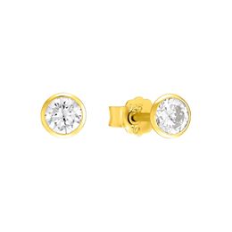 Paar Ohrstecker Amor "2031801, 2031802", gold (gelbgoldfarben, wei&szlig;, kristallwei&szlig;), Ohrringe, Damen, 4,5mm, Silber 925 (Sterlingsilber), mit Zirkonia (synth.)