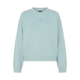 Sweater BOSS Orange "Ever Premium Damenmode", Damen, Gr. M, open gr&uuml;n 382, Sweatware, Obermaterial: 100% Baumwolle, unifarben, oversize normal, Rundhals, Rippstrickb&uuml;ndchen, Sweatshirts Sweater, mit Logostickerei, aus Baumwolle