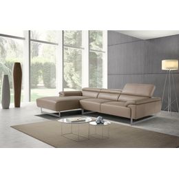 Ecksofa Egoitaliano "Malika, edel und bequem, Designsofa mit hochwertigen Bez&uuml;gen, L-Form", beige (safari), B:287cm H:94cm T:165cm, Leder &raquo;BULL&laquo; (echtes Rindsleder). Geschliffenes, pigmentiertes und behandeltes Rindsleder mit einer Dicke von 1, 3-1, 5 mm. Dieses Leder zeigt eine ziemlich weiche Hand mit einem halb undurchsichtigen Aussehen. Es handelt sich um ein gesch&uuml;tztes Leder. Eine leichte De