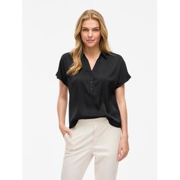 Kurzarmbluse Vila "VIENNA RAVENNA S/S TOP - NOOS", Damen, Gr. 36, schwarz beauty, Web, Obermaterial: 100% Polyester, unifarben, regular fit normal, V-Ausschnitt, Umschlagbund, Blusen, Kunstfaser, regular fit