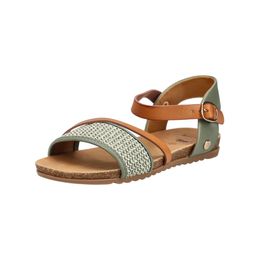 Riemchensandale Mustang Shoes "Mustang Shoes Sandalen Lederimitat/Textil", Damen, Gr. 36, sage, Lederimitat, Textil, Schuhe Riemchensandale