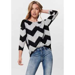 3/4-Arm-Shirt Only "ONLELCOS 4/5 AOP TOP JRS", Damen, Gr. S, grau (light grau melange), Jersey, Obermaterial: 95% Polyester, 5% Elasthan, meliert, figurumspielend Po-bedeckend, Rundhals, Shirts 3/4-Arm-Shirt