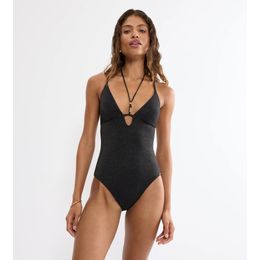 Badeanzug Triumph "Summer Sunset OP 01", Damen, Gr. 38, Cup D, schwarz, Glitzergarne;Microfaser, Obermaterial: 70% Polyamid, 16% metallisierte Fasern, 14% Elasthan, Badeanz&uuml;ge Badeanzug, weicher Lurex