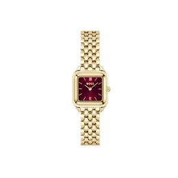 Quarzuhr BOSS "MAE PETITE", silberfarben, weinrot, Armbanduhren, Damen, Quarzuhr, Armbanduhr, Damenuhr, Edelstahlarmband, analog