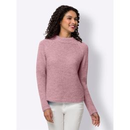 Stehkragenpullover Heine "Pullover", Damen, Gr. 34, hortensie, 60% Polyester, 30% Polyamid, 10% Wolle, unifarben, Pullover Stehkragenpullover